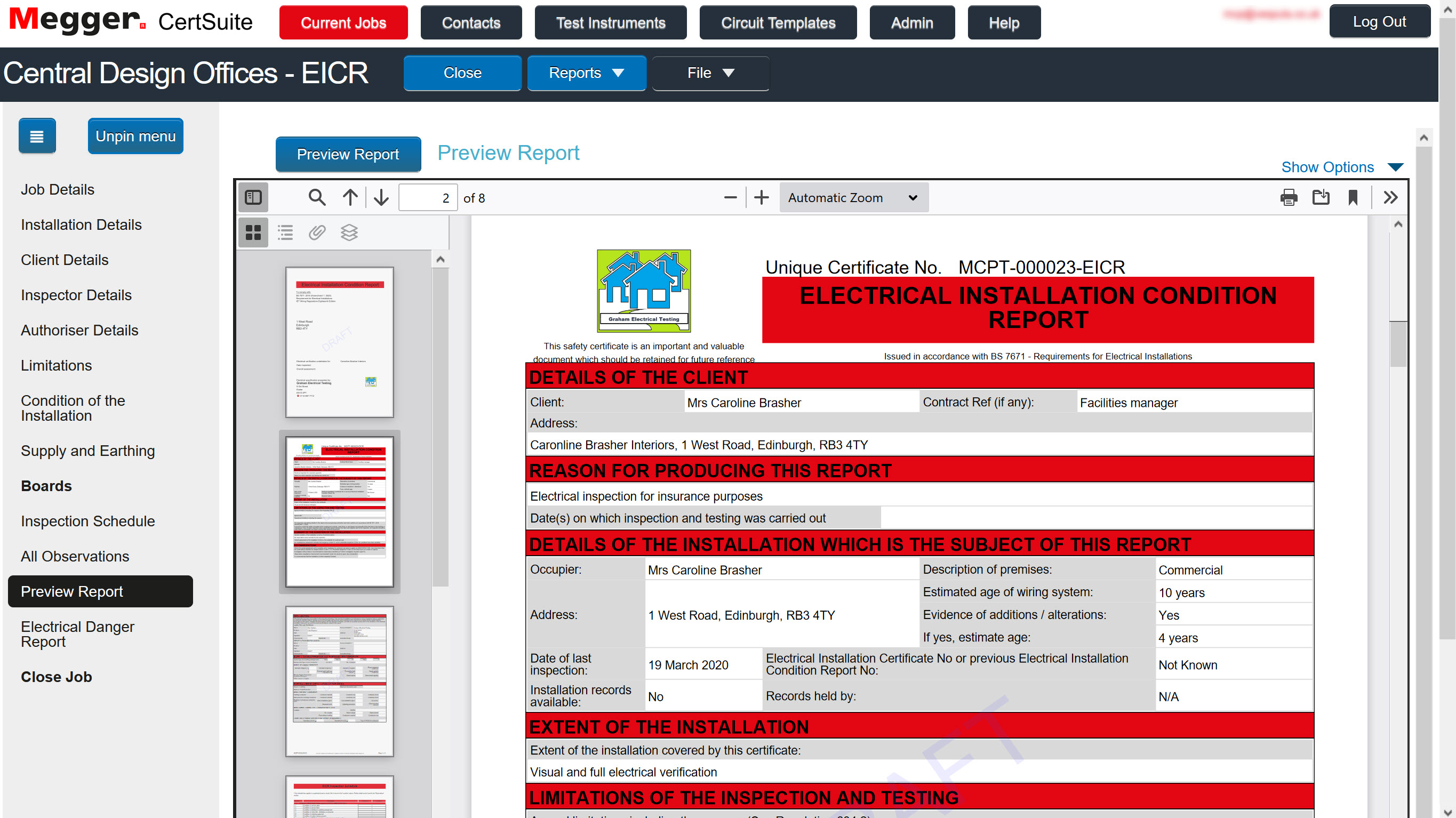 CertSuite - Electrical Certification Software